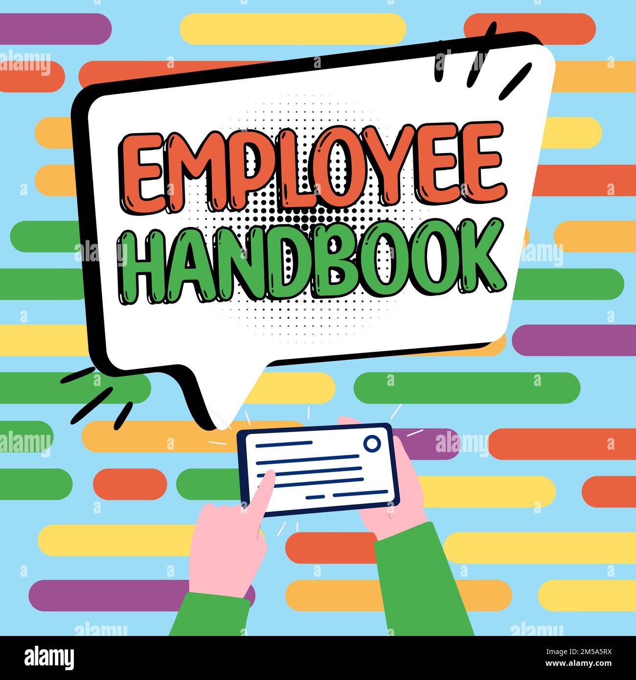 Hand writing sign Employee Handbook. Business approach Document that ...