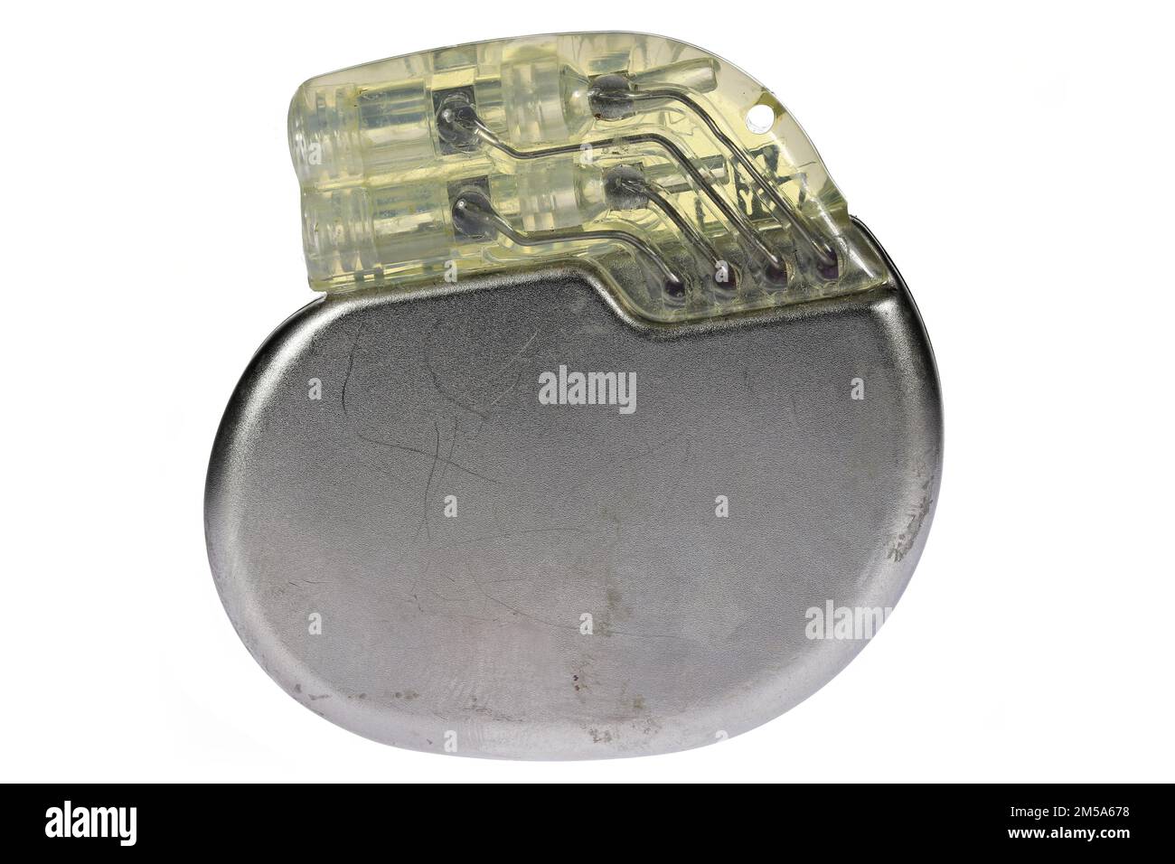used artificial cardiac pacemaker isolated on white background Stock ...