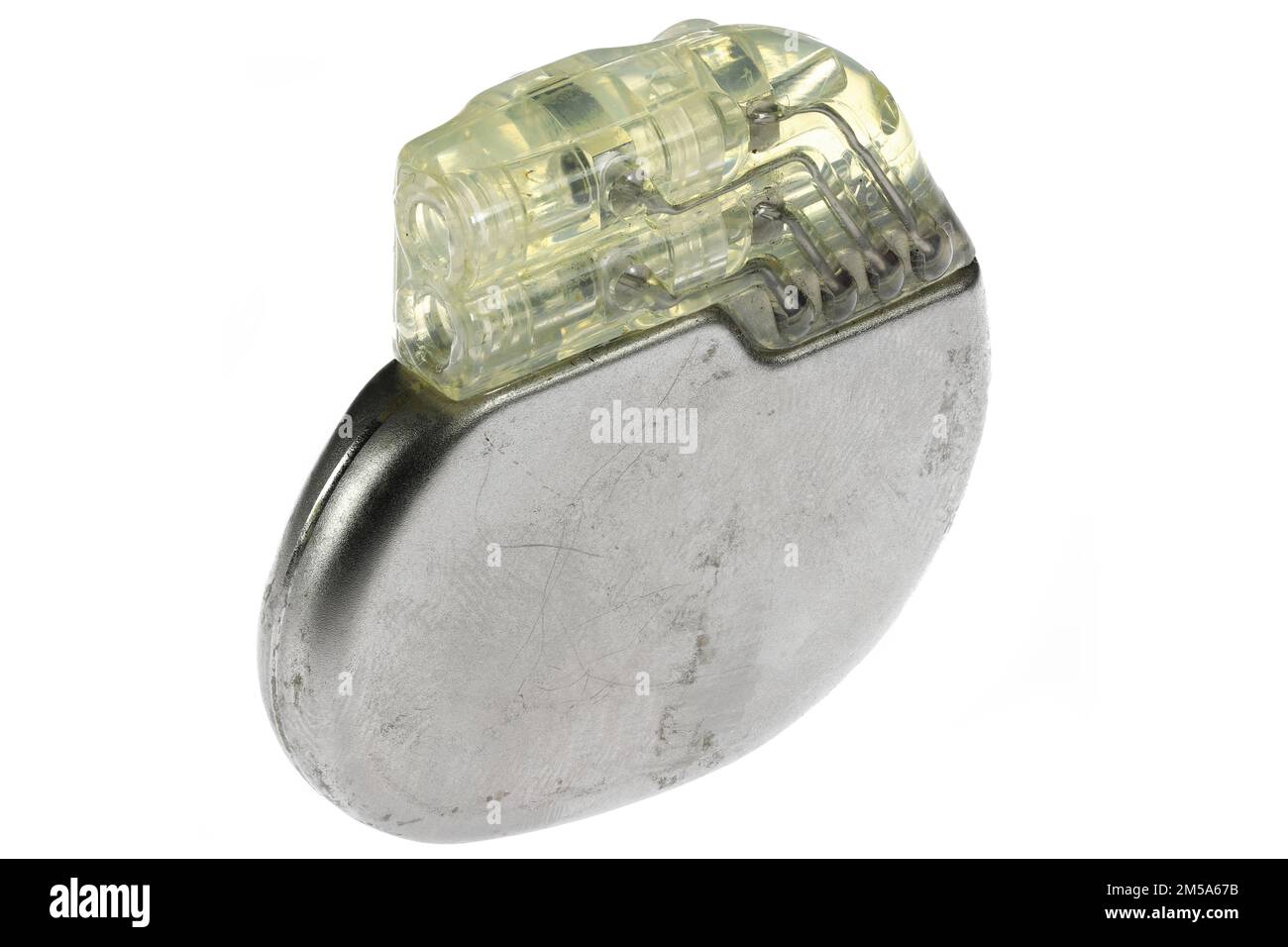 used artificial cardiac pacemaker isolated on white background Stock ...