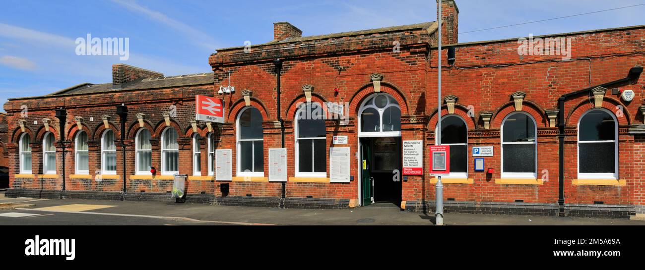 The frontage of March railway station, Fenland, Cambridgeshire, England ...