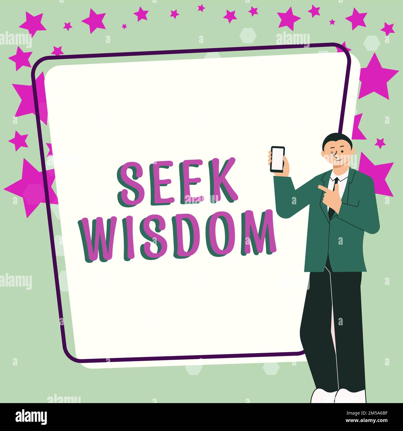 Text caption presenting Seek Wisdom. Word for Looking for the real ...