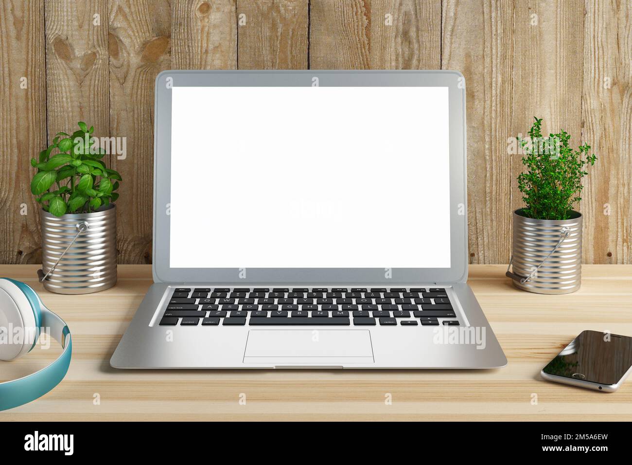 Close up Laptop Computer on Top of Office Table of a Businessman with ...