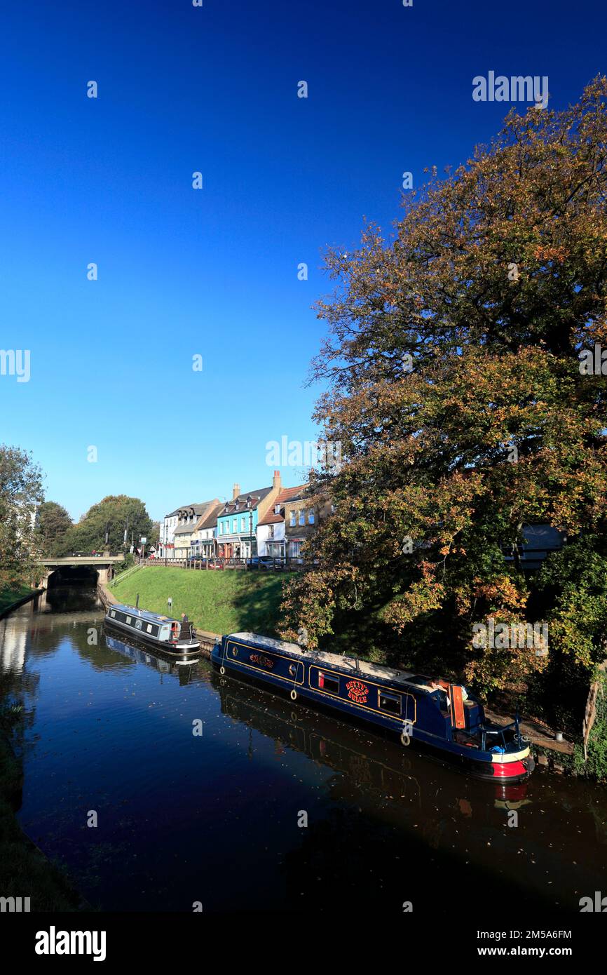 Narrowboat on the river Nene, March town, Cambridgeshire; England, UK ...