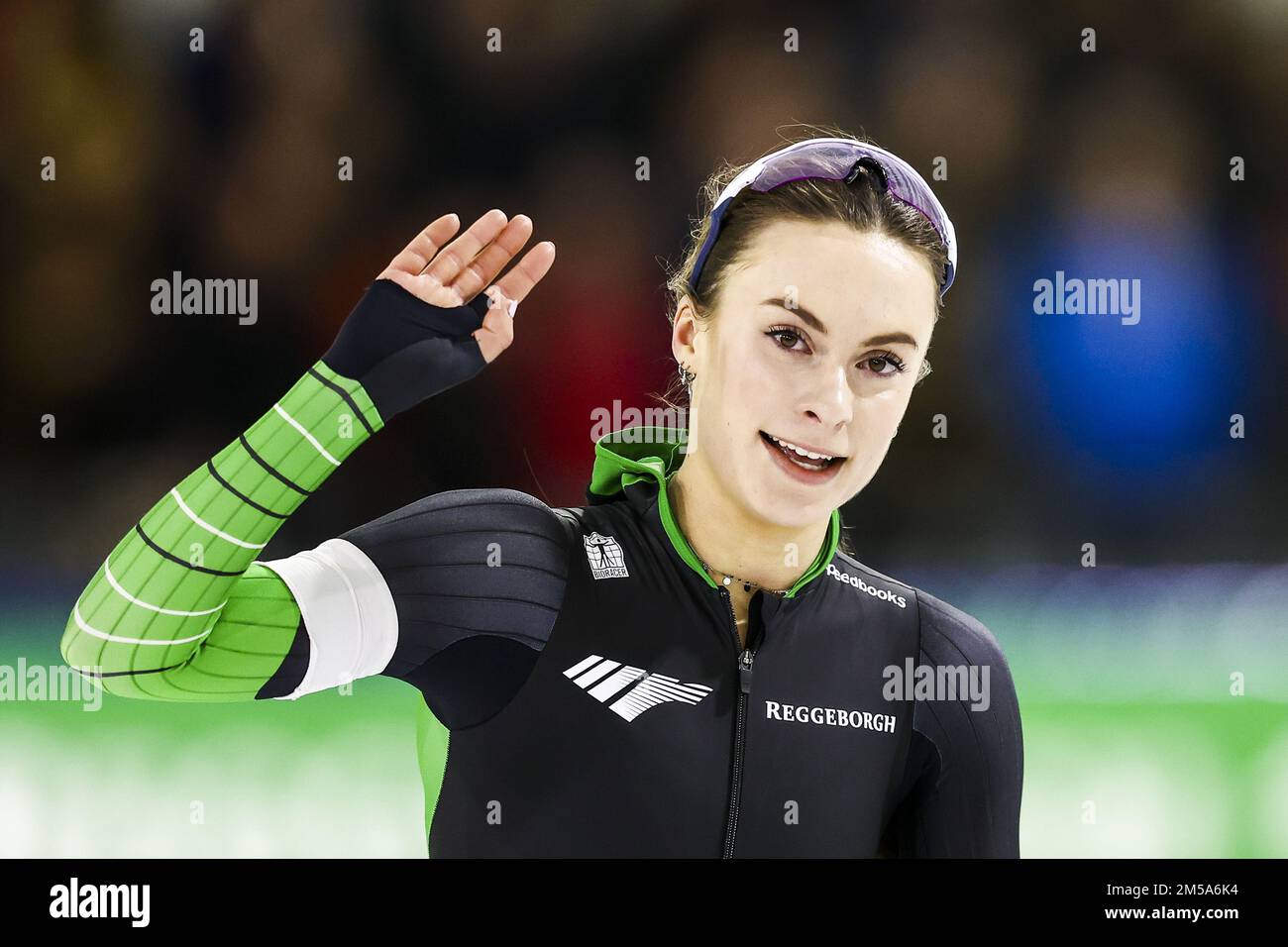 HERENVEEN - Femke Kok reacts after the 500 meters during the first day ...