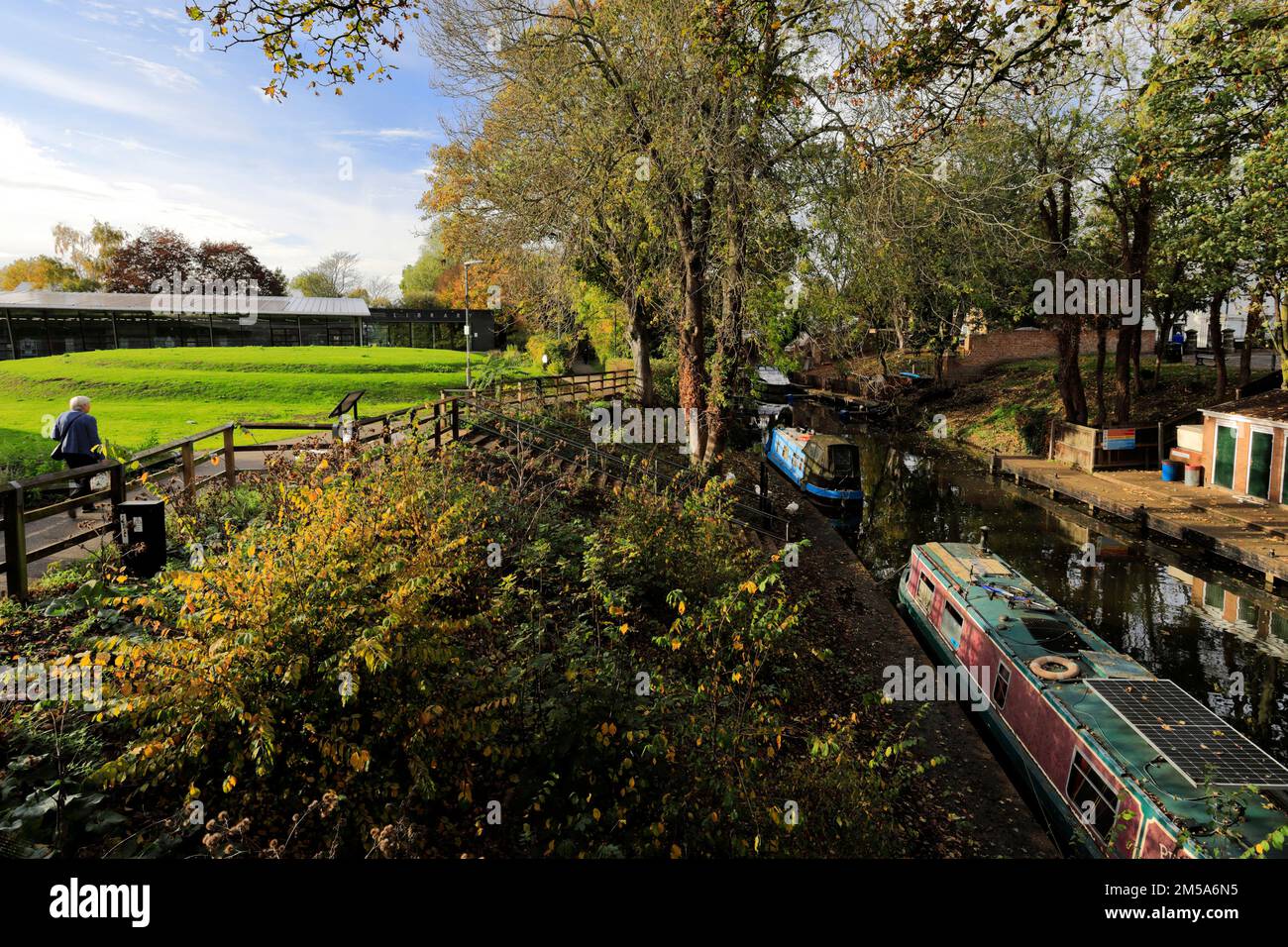 Narrowboats on the river Nene, March town, Cambridgeshire; England, UK ...