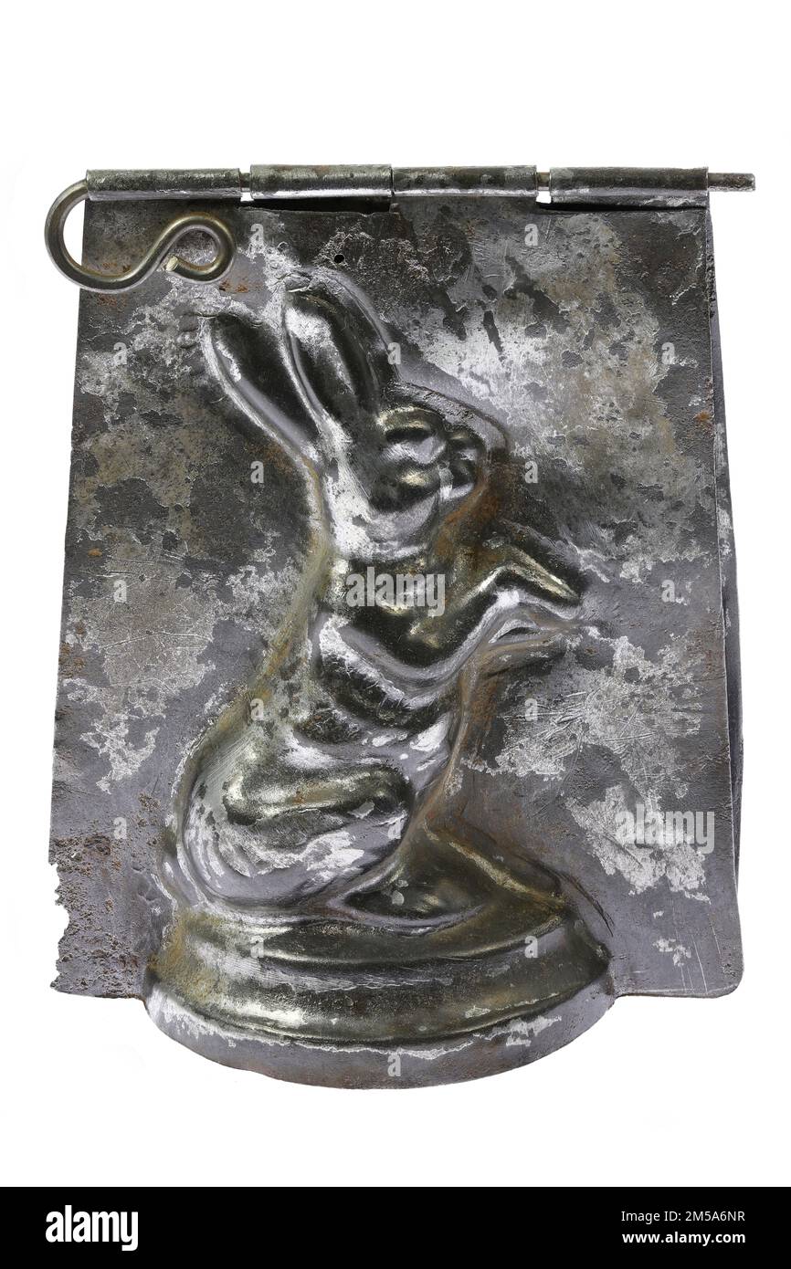 antique rabbit chocolate mold isolated on white background Stock Photo ...
