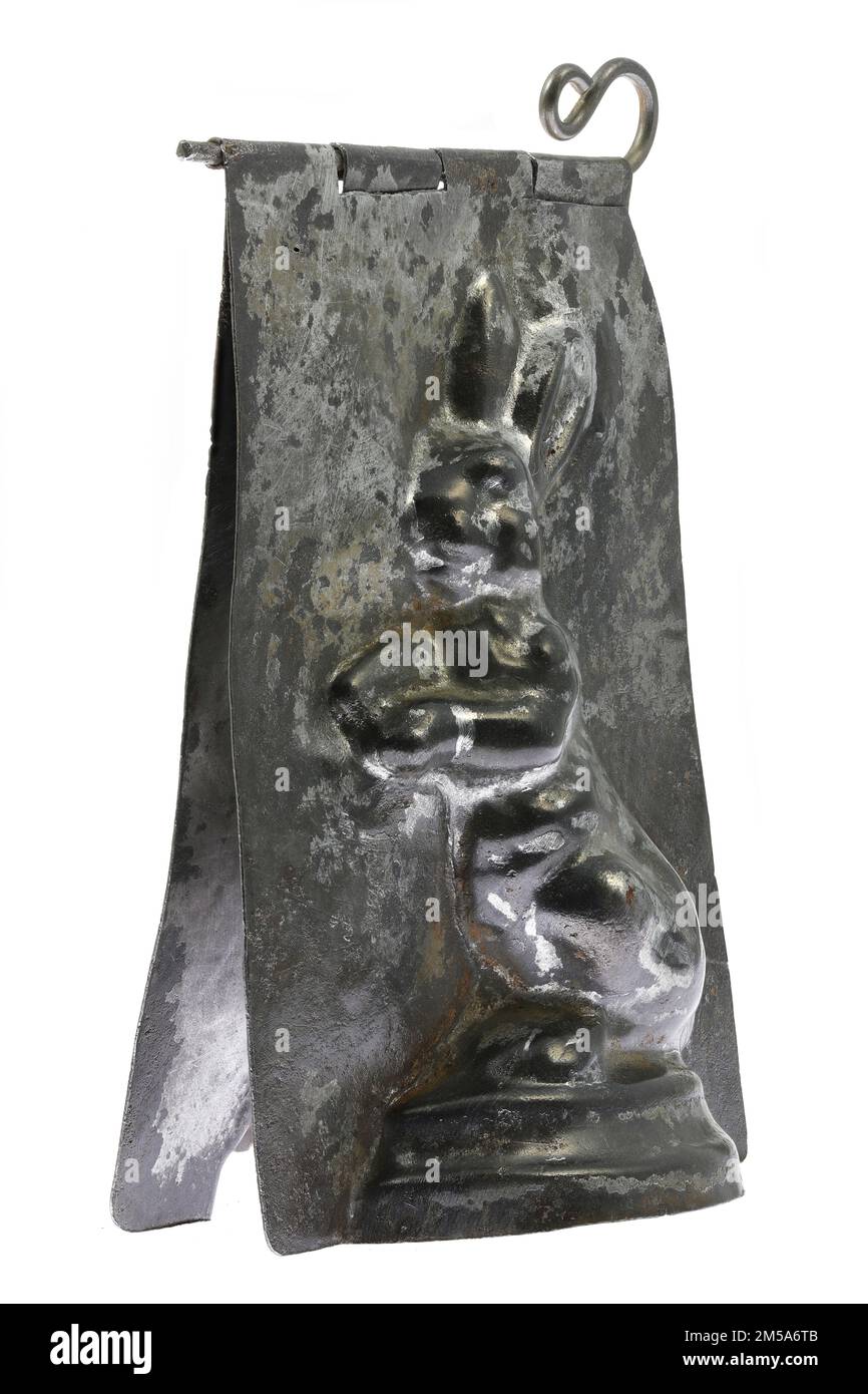 antique rabbit chocolate mold isolated on white background Stock Photo ...