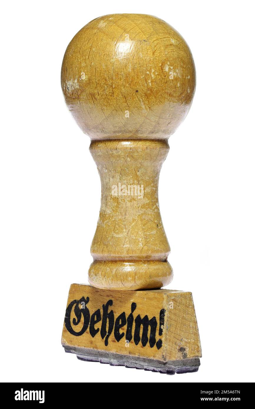 vintage rubber stamp with German word “Geheim!” (confidential Stock ...