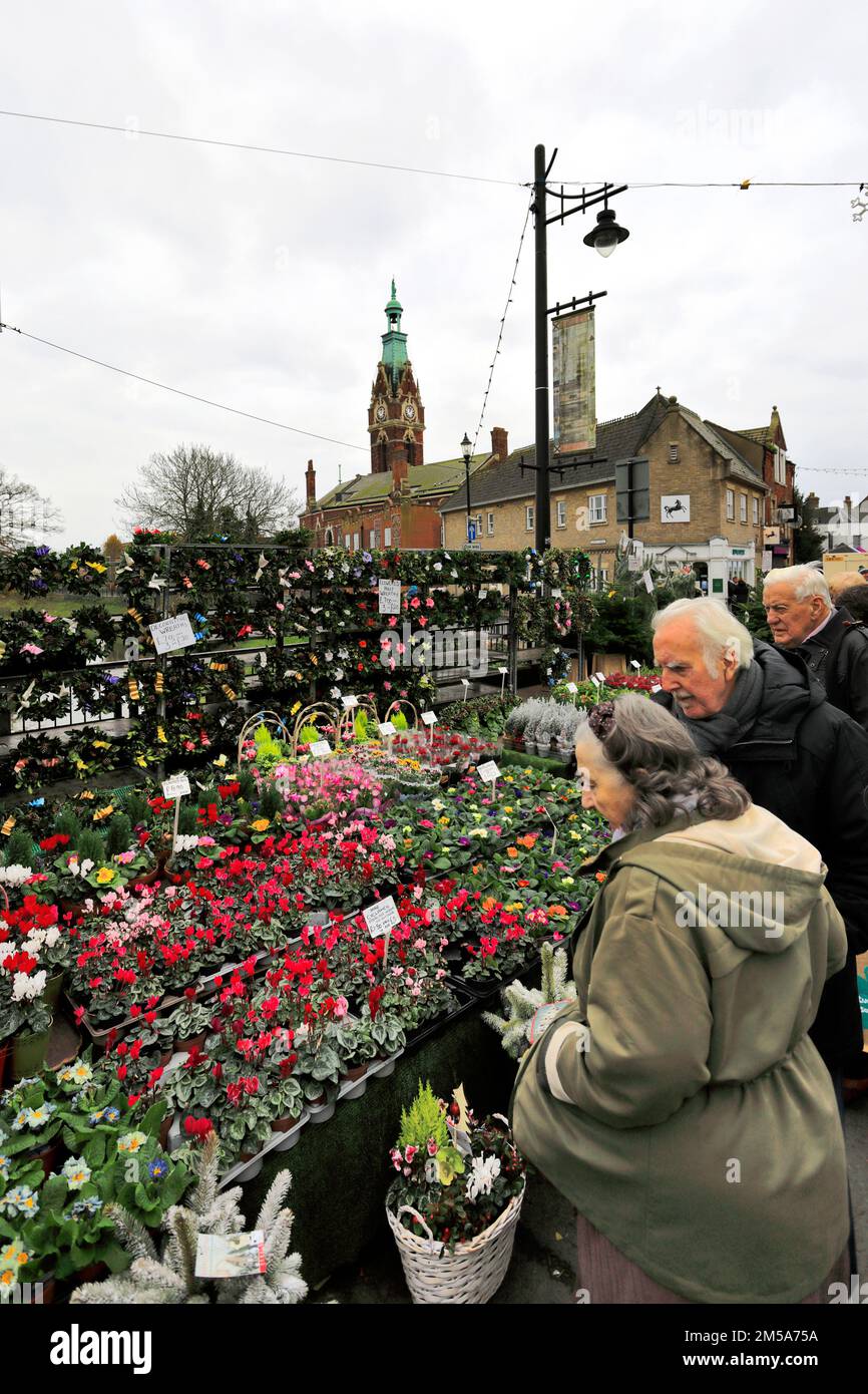 People at the March town Xmas market, Fenland, Cambridgeshire, England ...