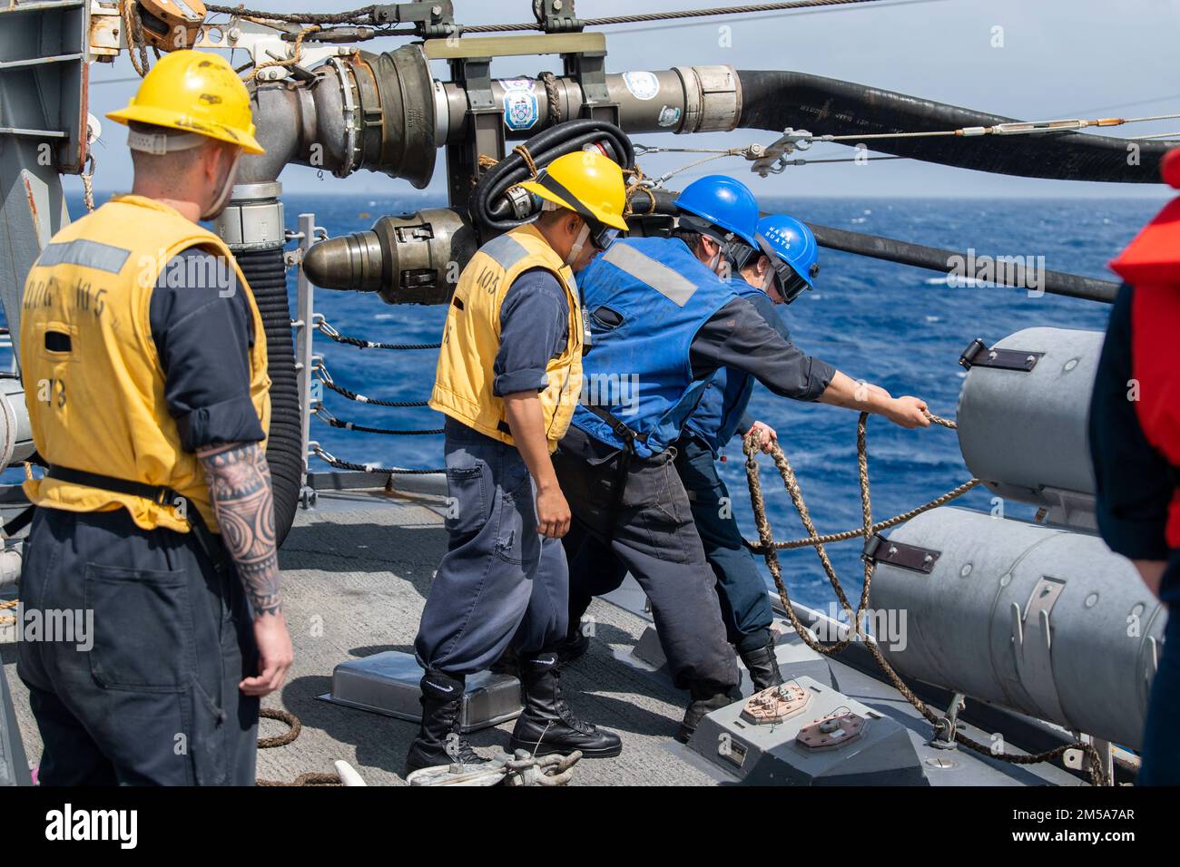 SOUTH CHINA SEA (Feb. 15, 2022) Sailors assigned to the Arleigh Burke ...