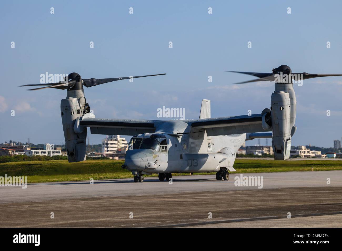 An MV-22B Osprey Tilt Rotor Aircraft assigned to Marine Medium Tilt ...
