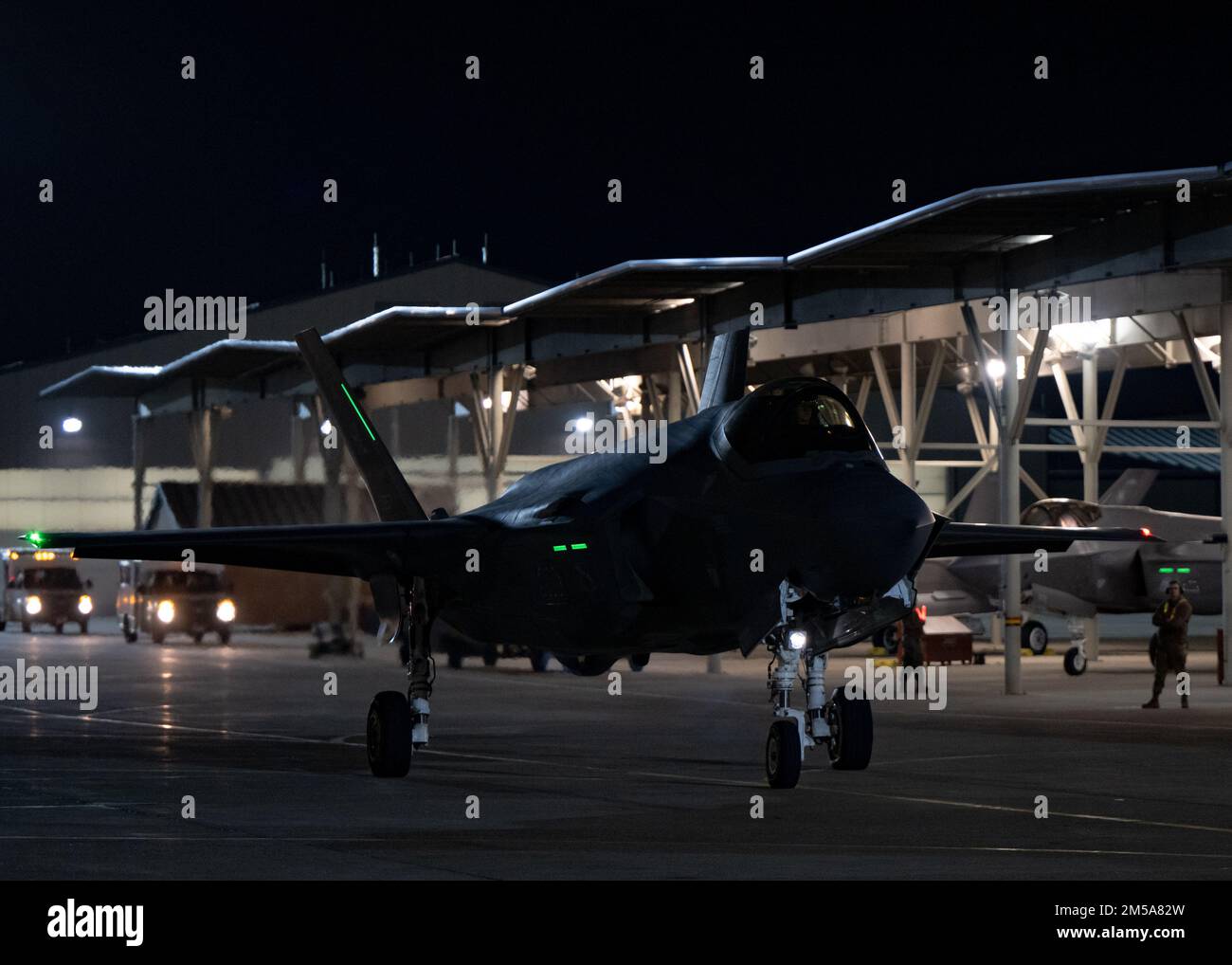 An F-35A Lightning II from the 388th Fighter Wing taxis out for launch ...