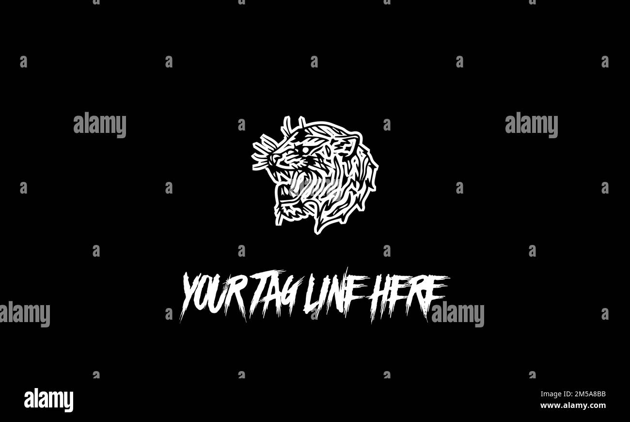 A vector design of a minimalistic logo sketch in tiger face shape and ...