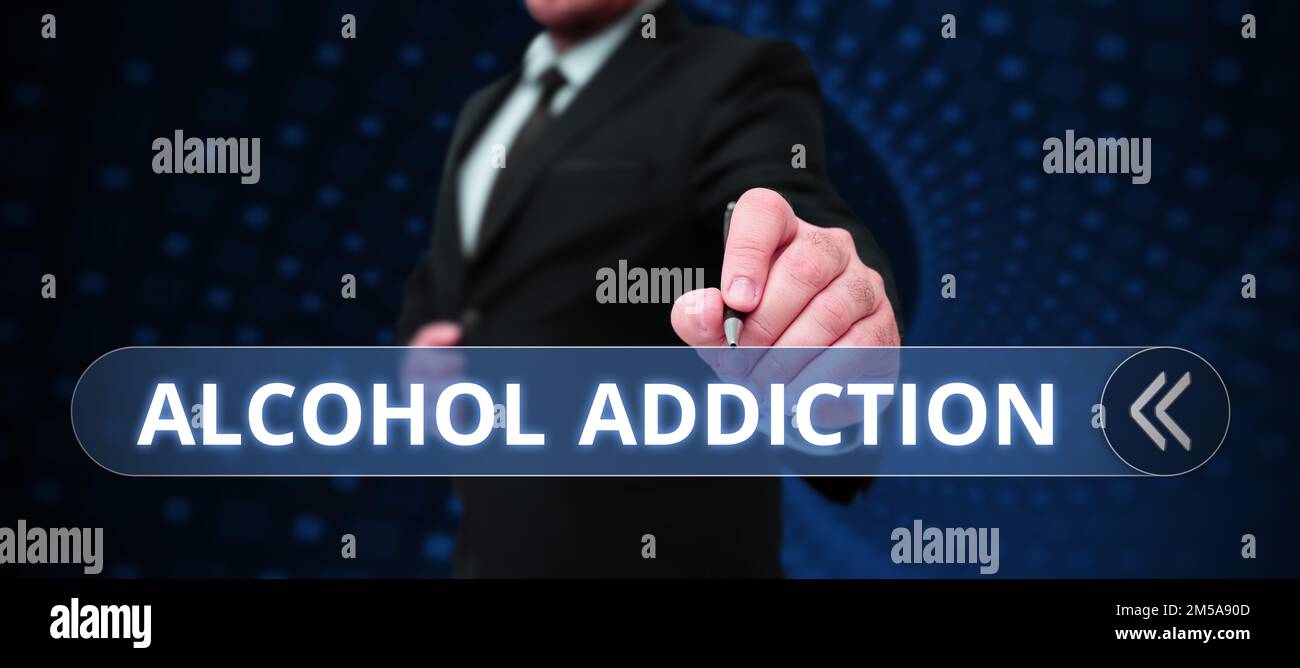 Conceptual display Alcohol Addiction. Conceptual photo characterized by ...