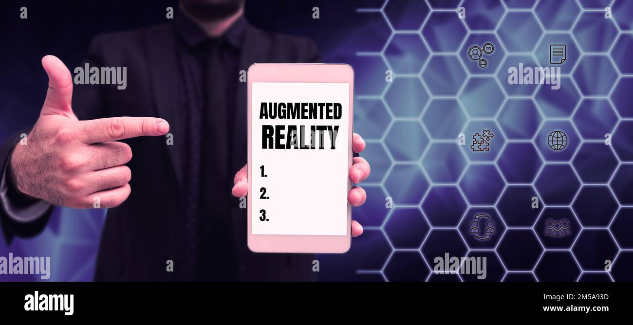 Text caption presenting Augmented Reality. Internet Concept technology ...