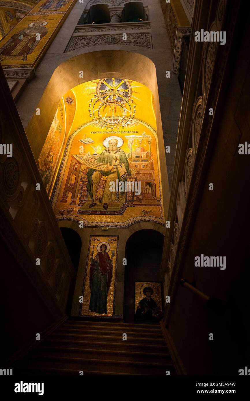 Belgrade, Serbia - December 20, 2022: Icon in mosaic in St. Sava Temple ...