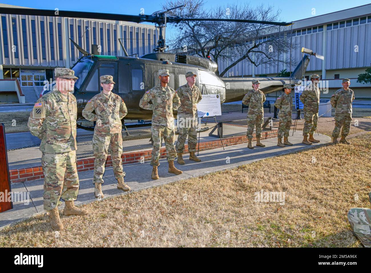 The 32d Medical Brigade Commander, Army Col. Marc Welde, far right, and ...