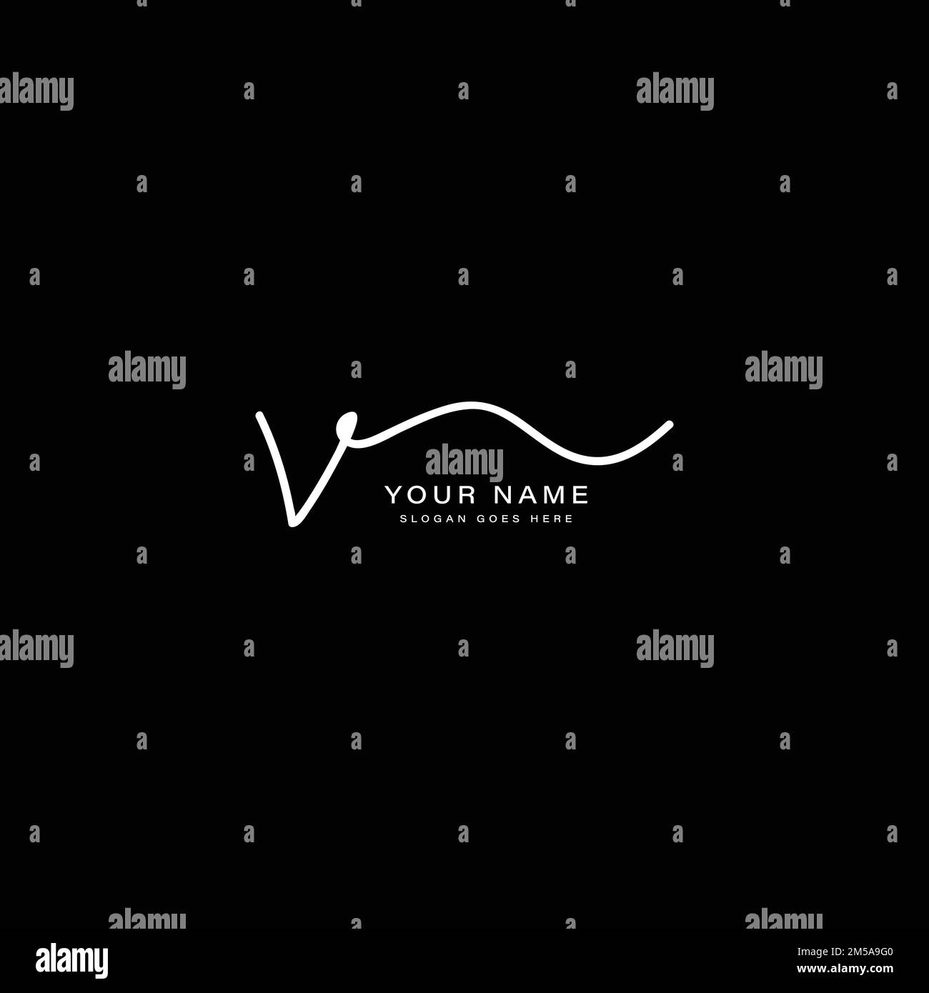 Initial Letter V Logo Handwritten And Signature In Joining Style For Business Name With