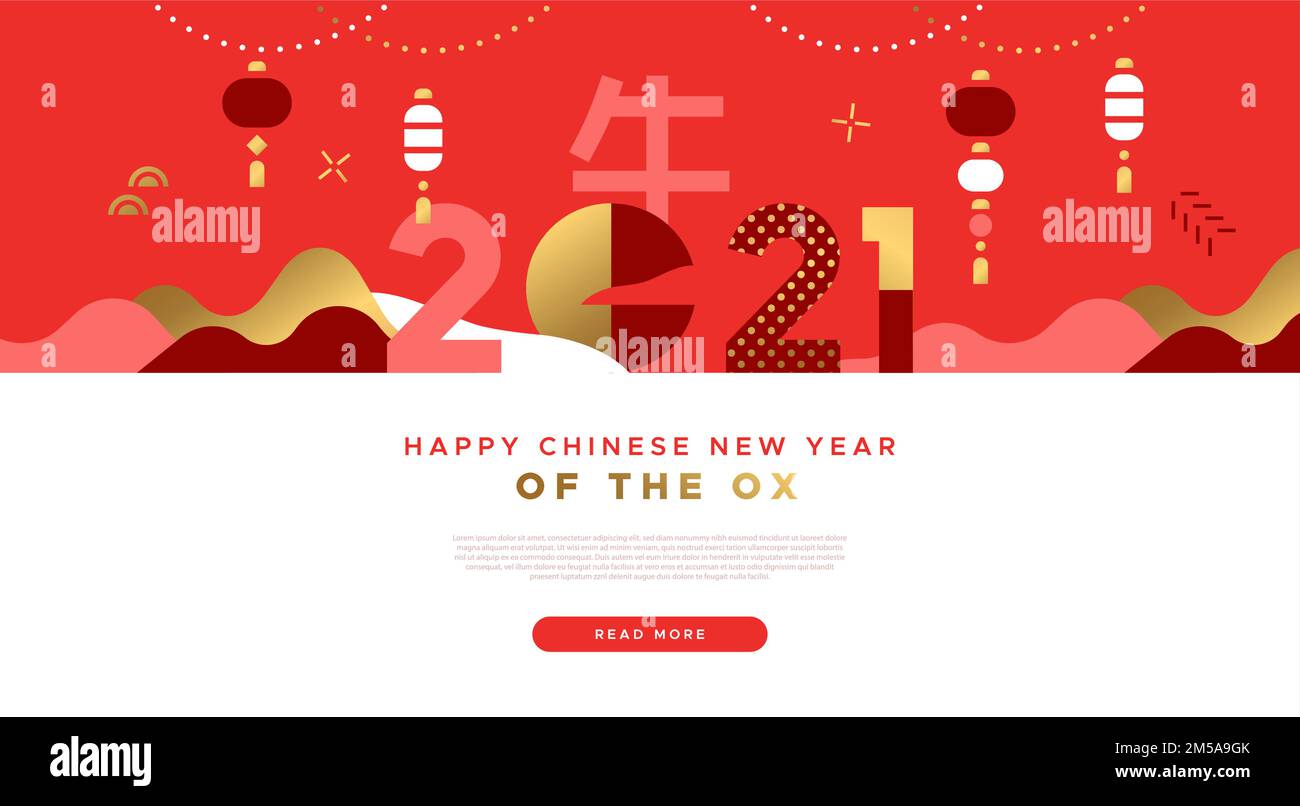 Chinese New Year 2021 web template illustration in modern flat ...