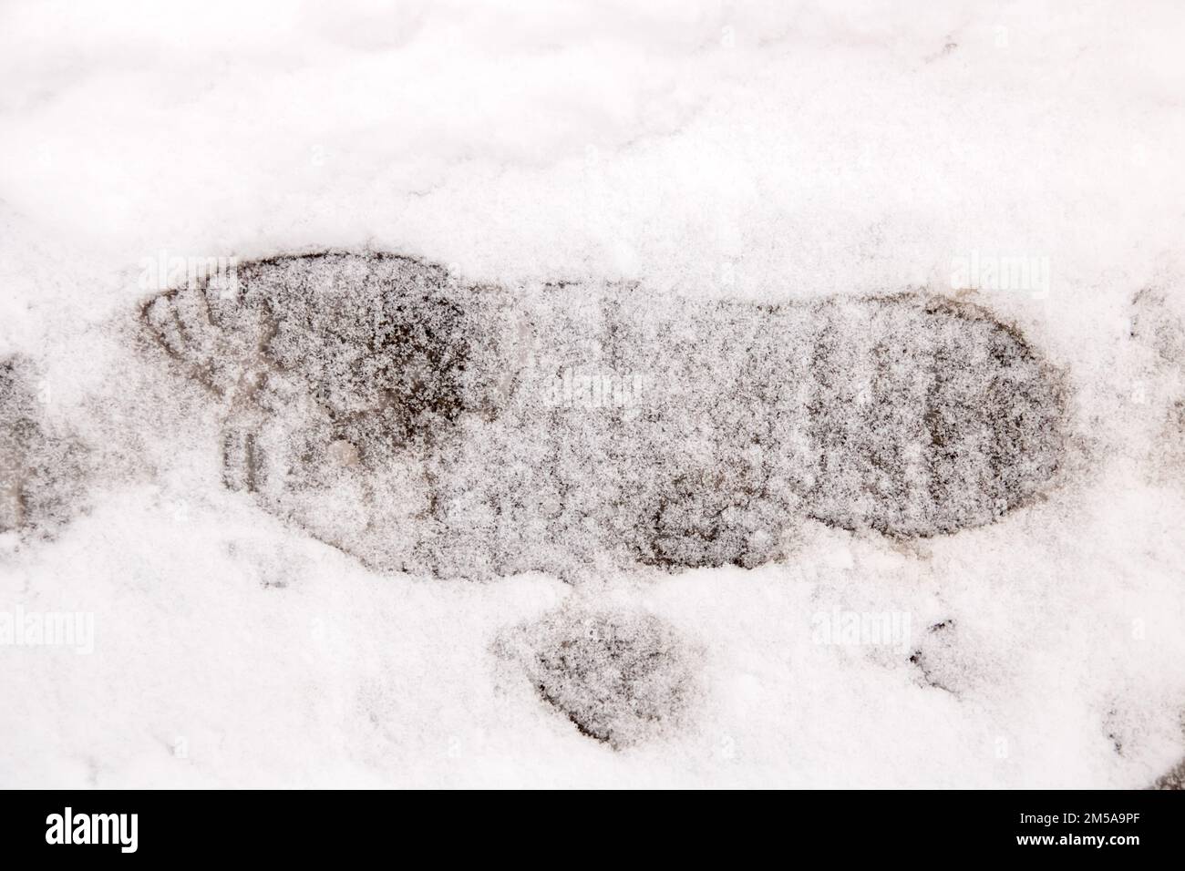Shoe tracks on white snow close up, macrophoto Stock Photo - Alamy