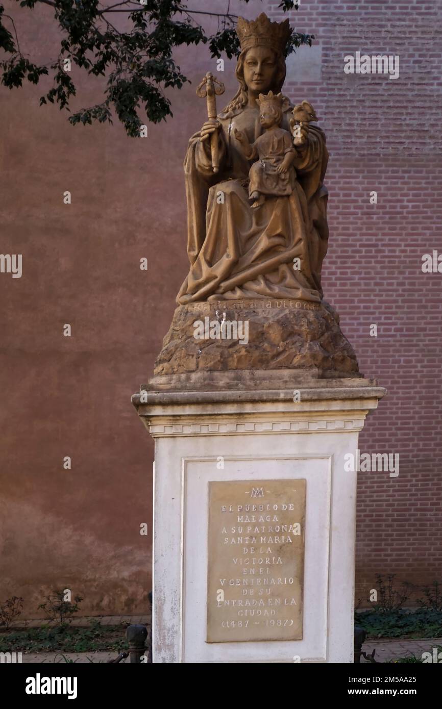 statue of Santa Maria de la Victoria, in the grounds of Malaga ...