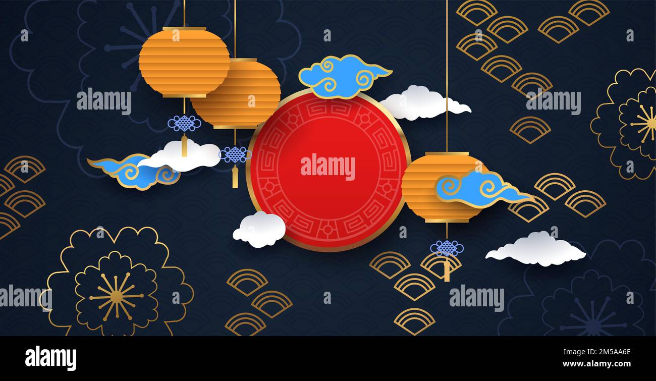 Blue paper cut chinese background template, traditional asian ...