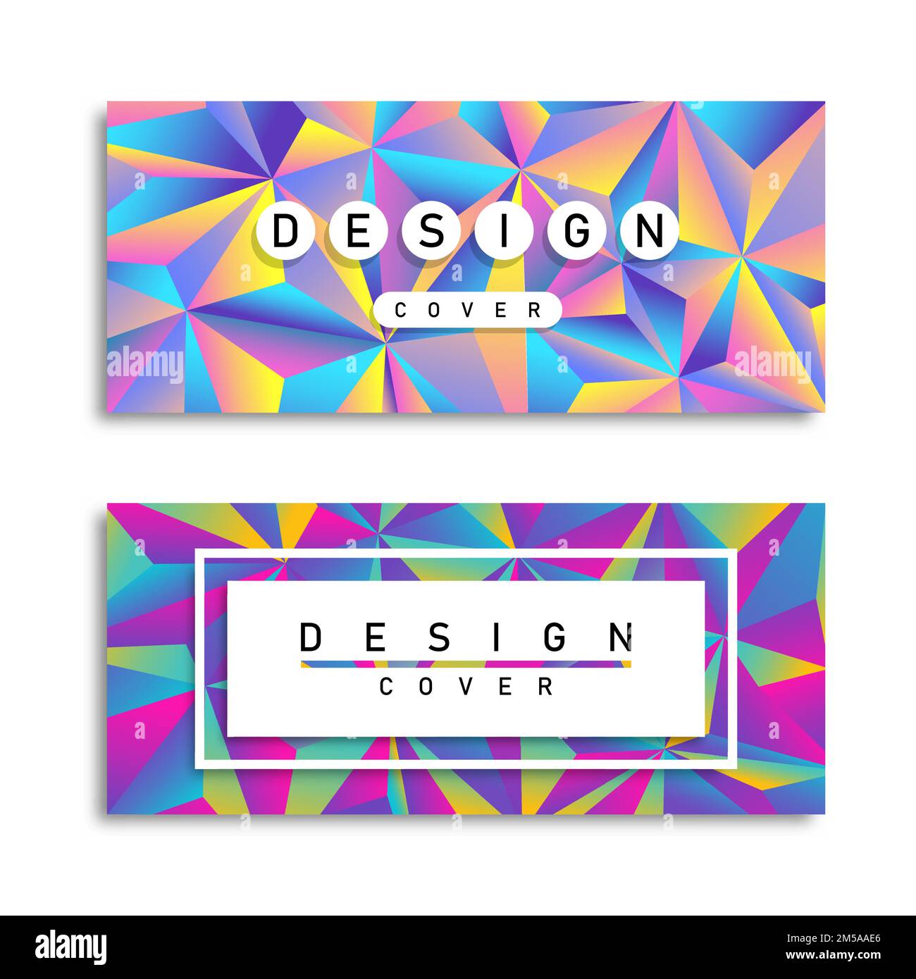 Retro 90s style holographic illustration set. Low poly triangle ...