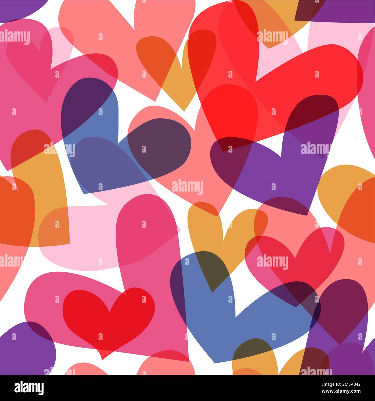 Colorful valentine's day heart cartoon seamless pattern. Retro romantic ...