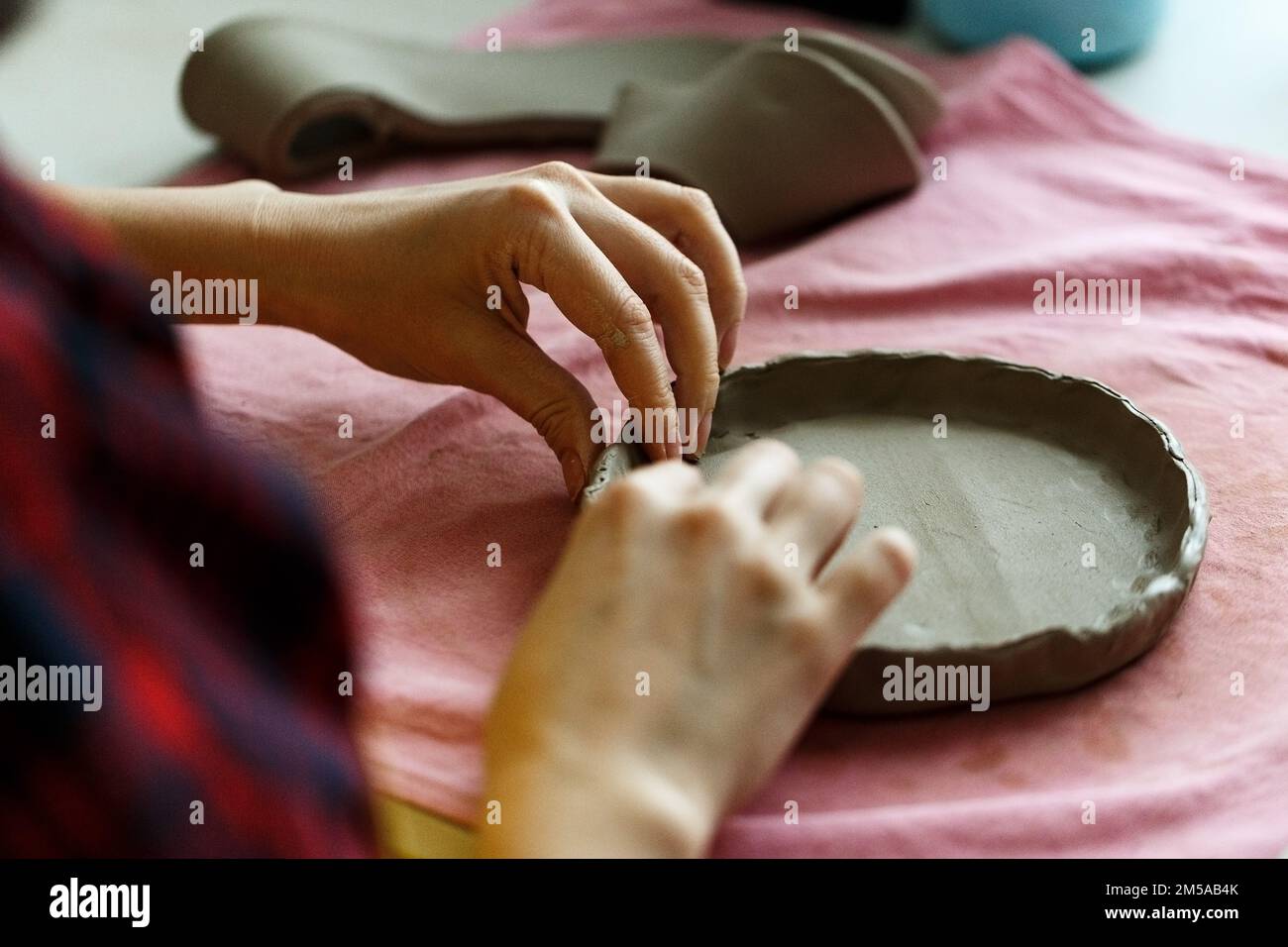 Closeup Image of Female Hands Works with Clay Makes Future Ceramic ...