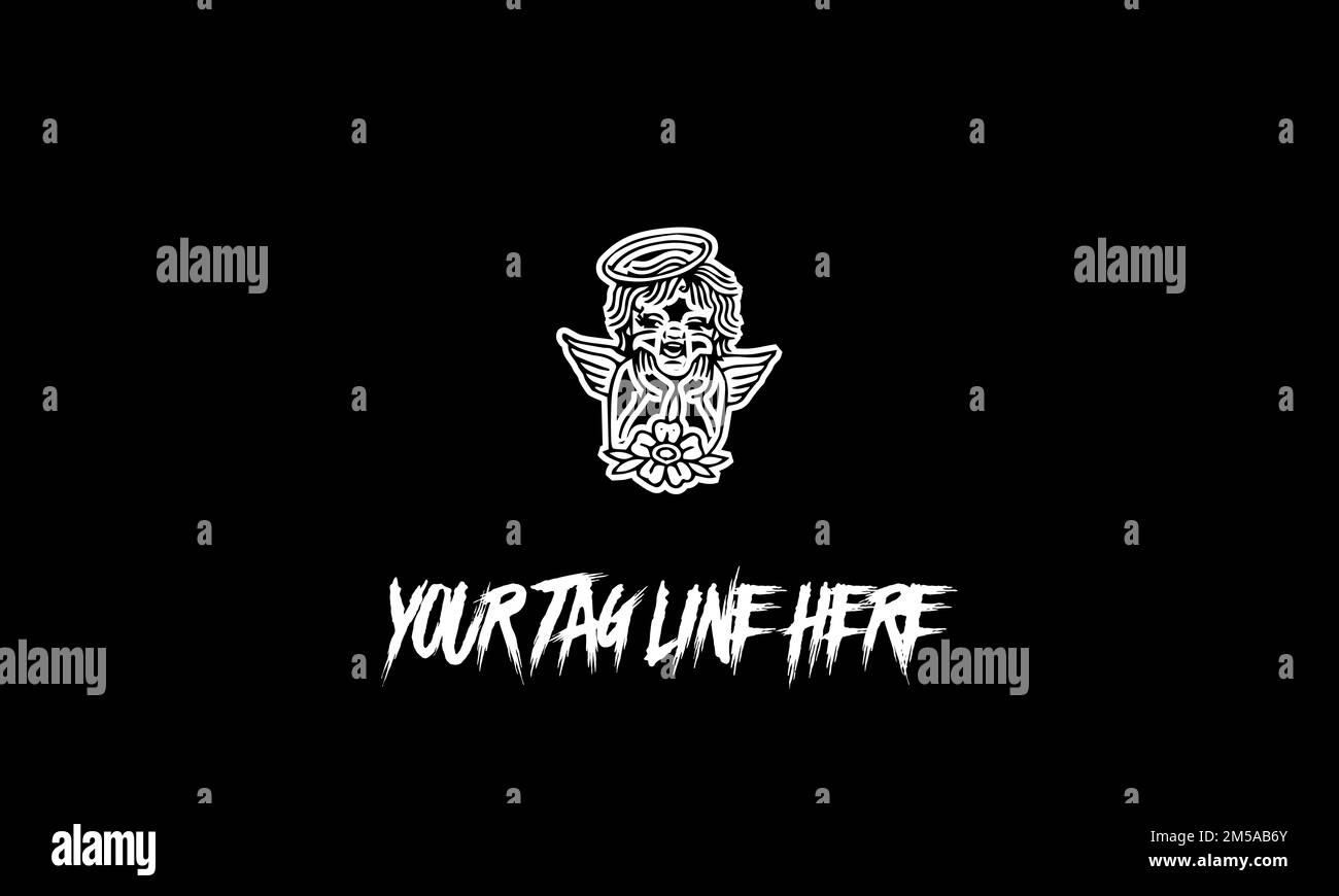 A vector design of a minimalistic logo sketch in angelic clown shape ...