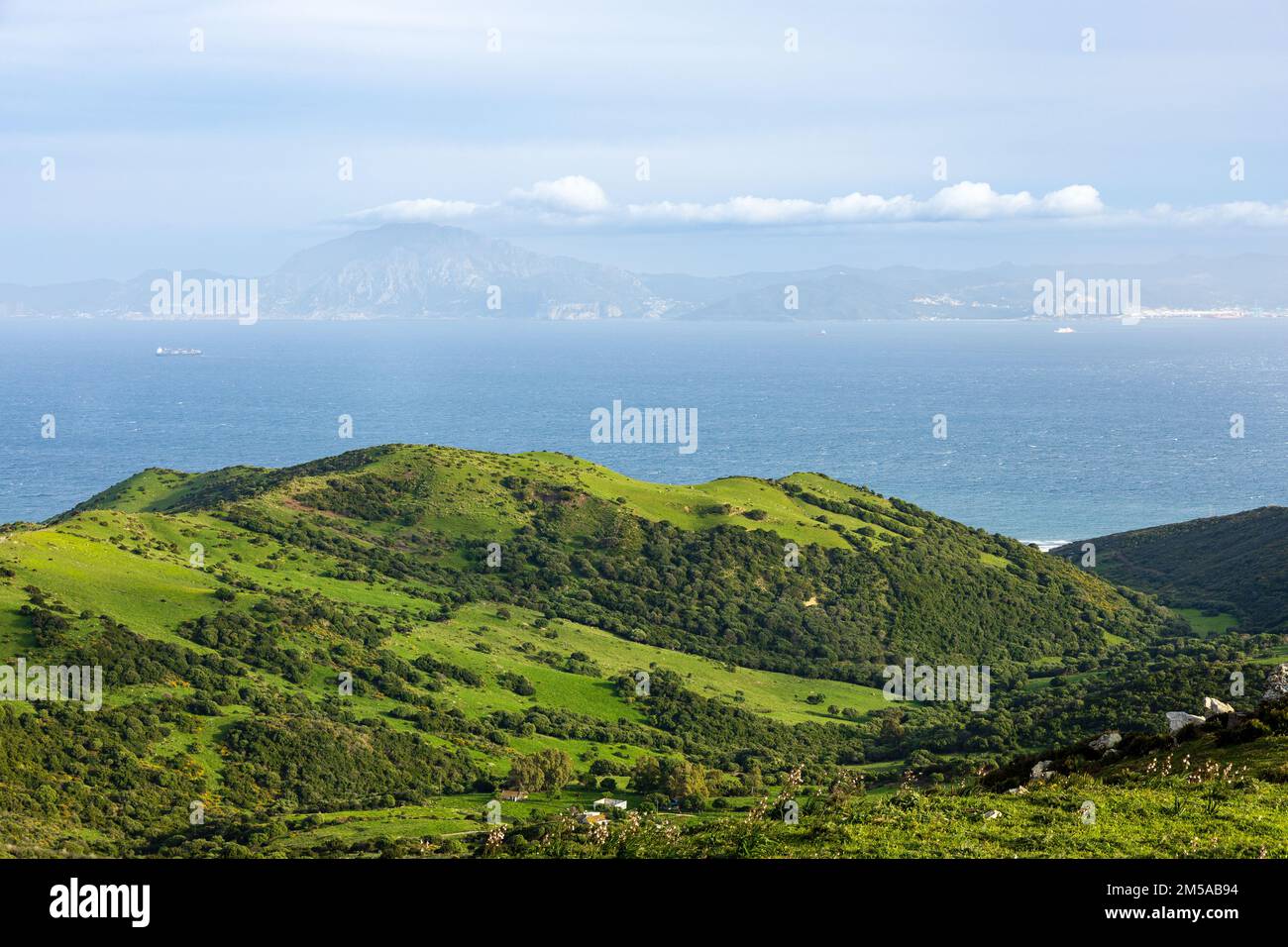 View of Africa Coast and the Strait of Gibraltar from the coast of ...