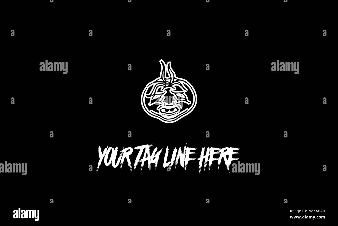 A vector design of a minimalistic logo sketch in onion shape and space ...