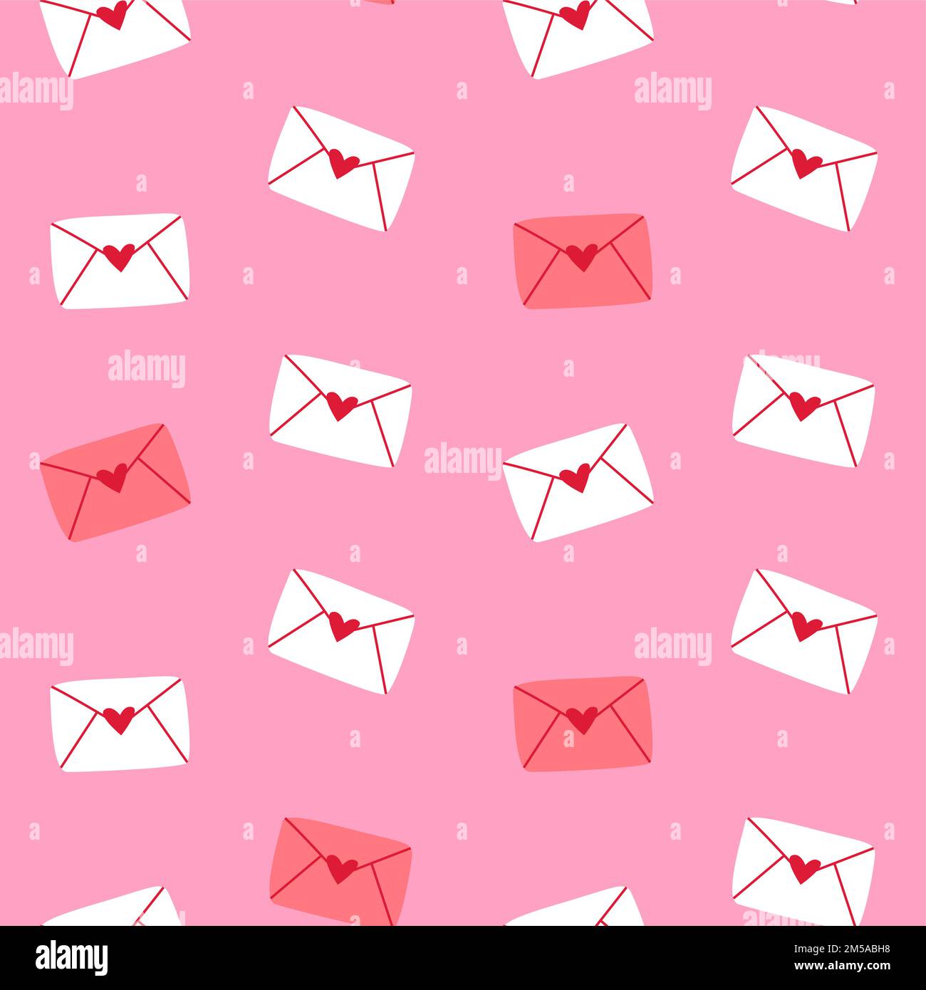 Pink valentine's day love letter cartoon seamless pattern. Cute ...