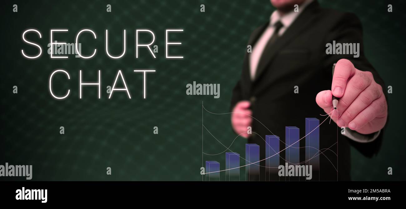 Conceptual display Secure Chat. Concept meaning approach to protect messages when sent beyond ...