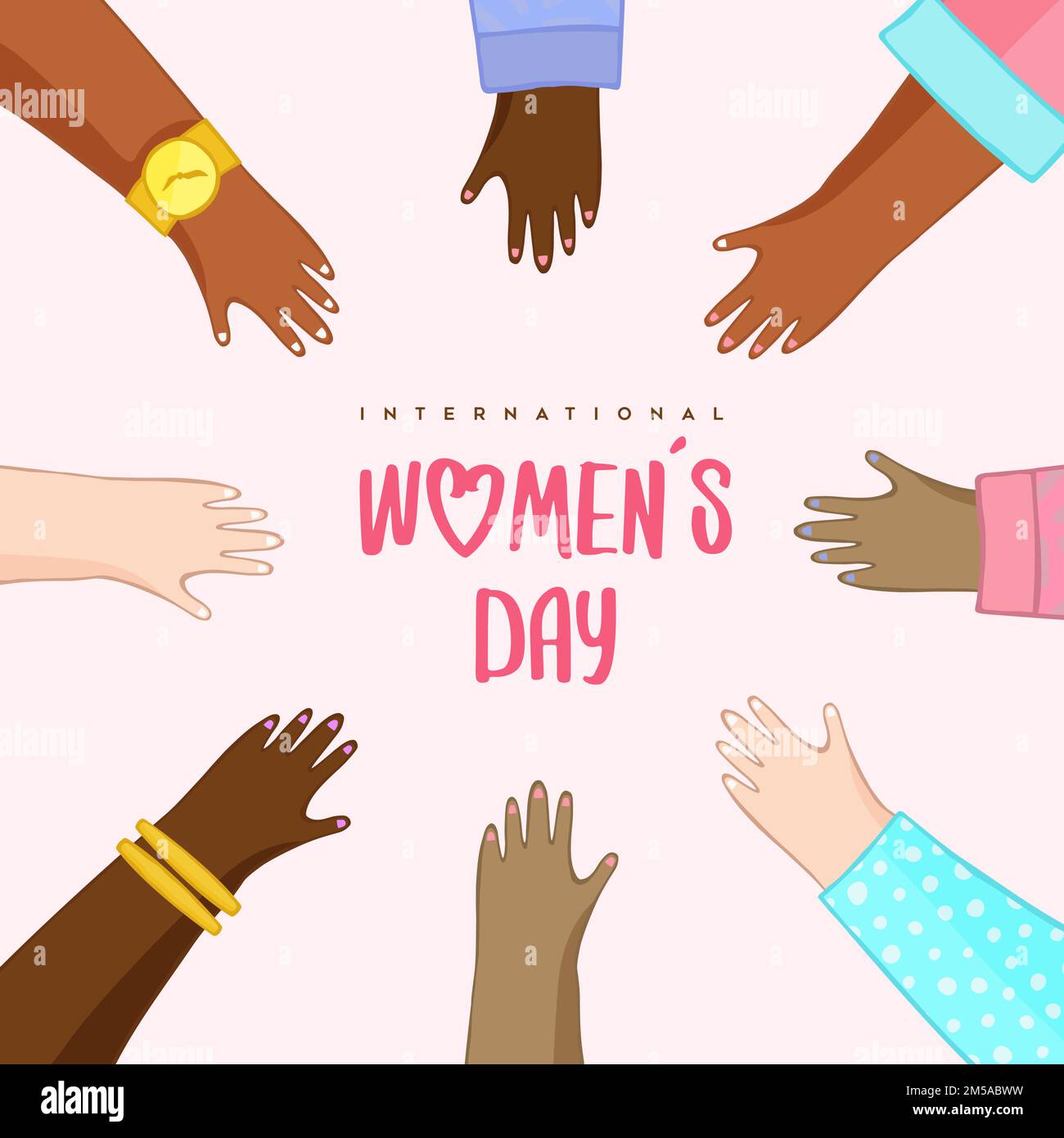 International Women's day greeting card illustration of diverse women ...
