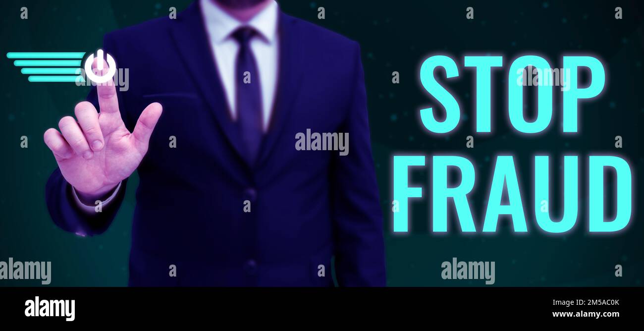 Hand writing sign Stop Fraud. Word Written on campaign advices people ...
