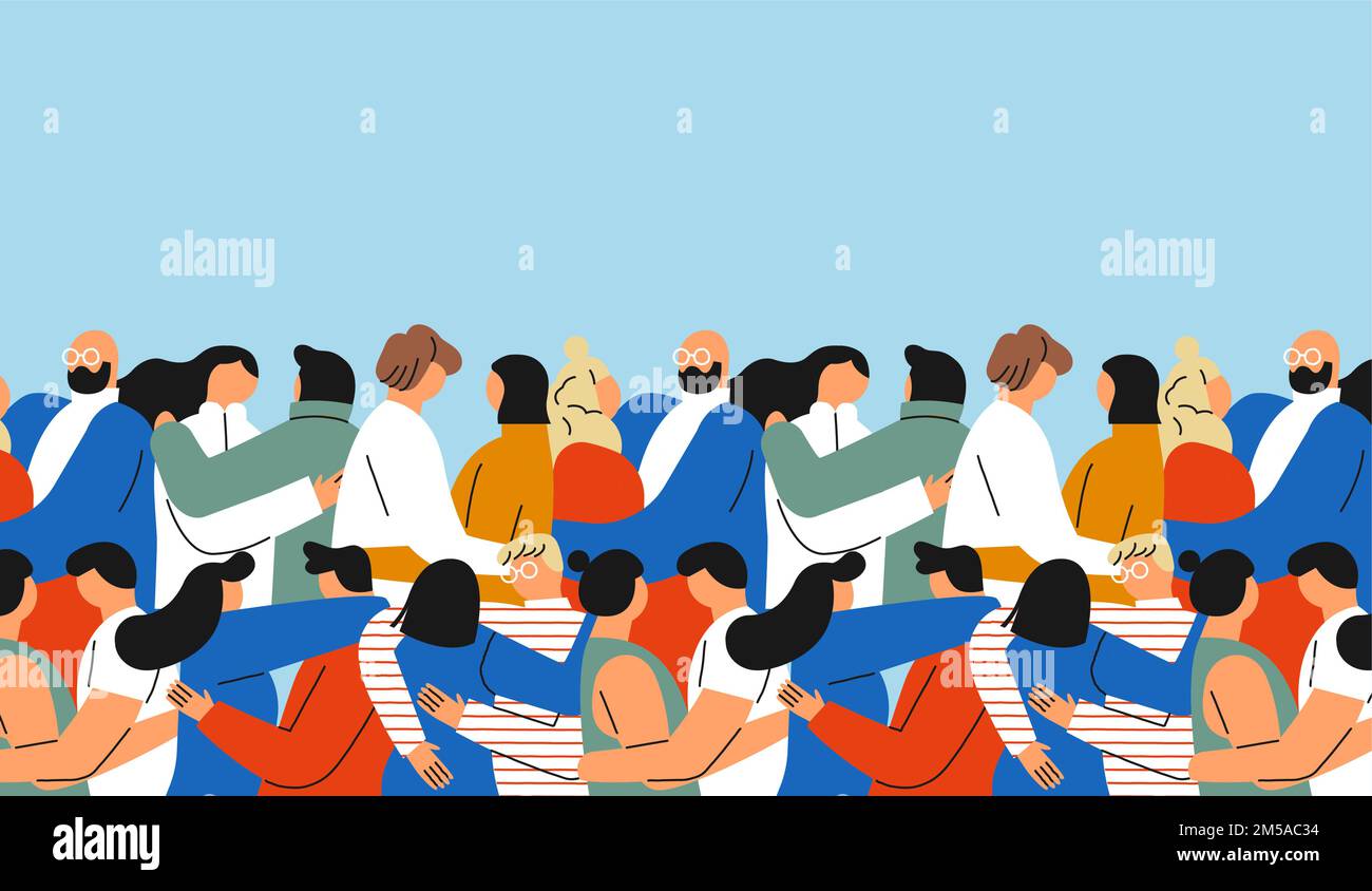 Diverse couples hugging together on isolated copy space background ...