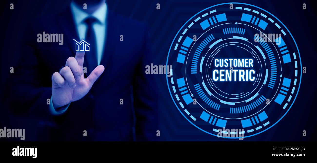 Handwriting text Customer Centric. Business overview process of looking ...