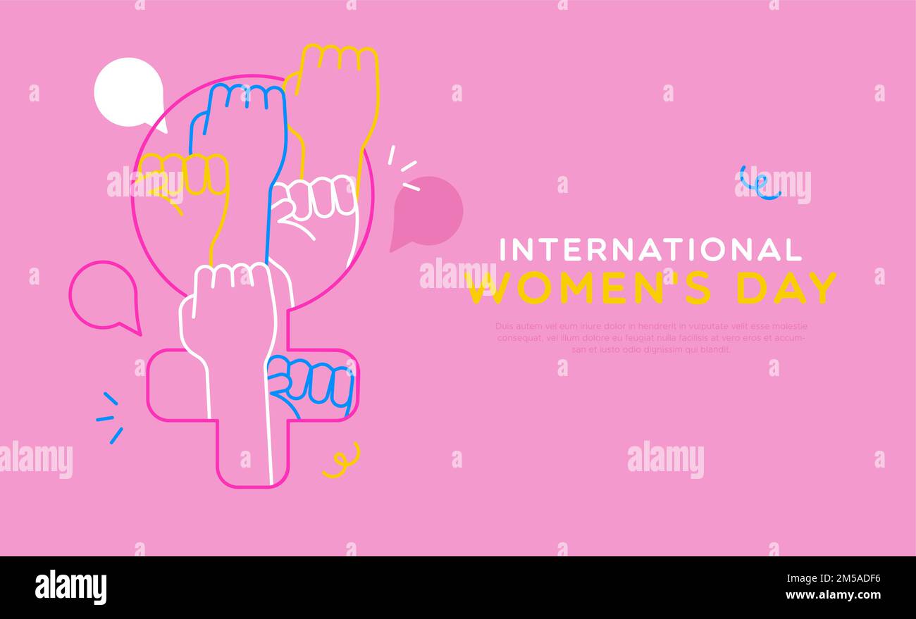 International Women's Day web template illustration of woman hands ...