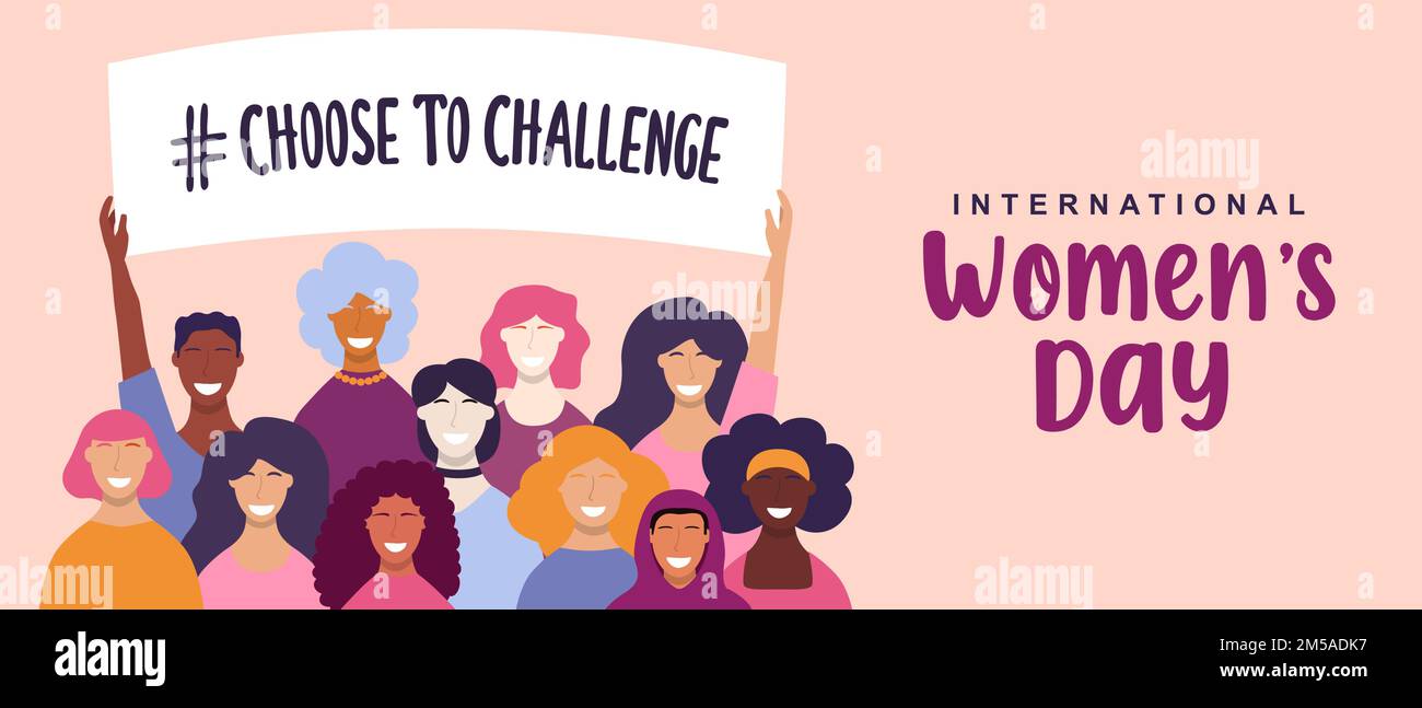 International Women's Day web banner illustration. Choose to challenge ...