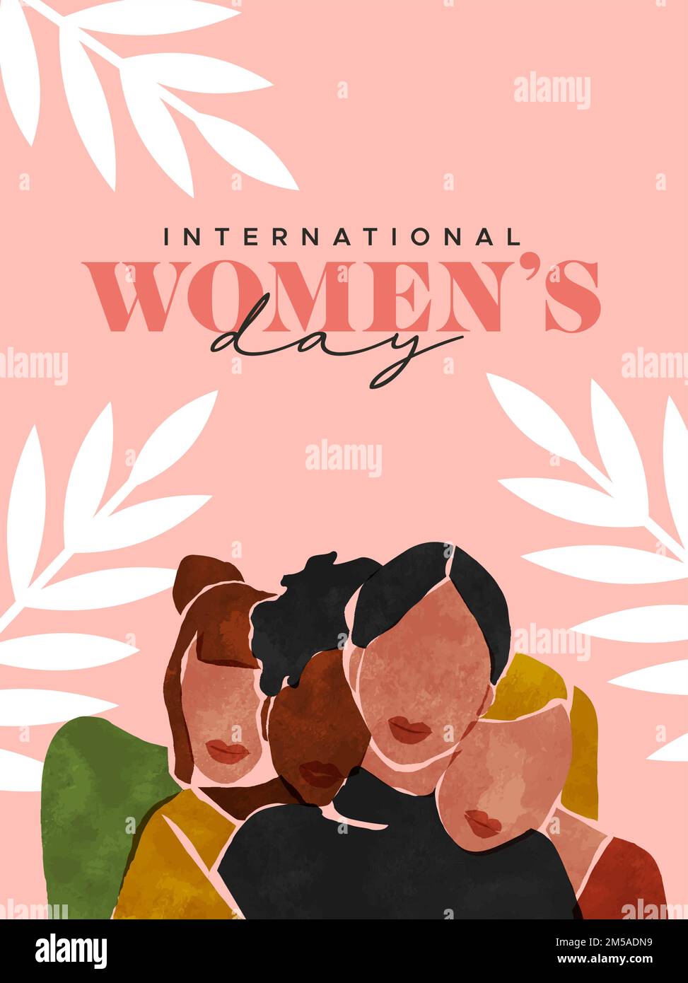 International Women's day illustration of women friends portrait ...