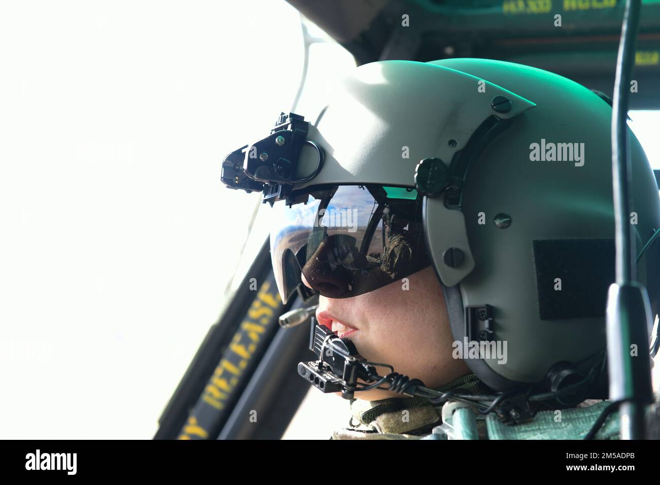 Capt. Nicole Poupart, 37th Helicopter Squadron pilot, flies the UH-1N ...