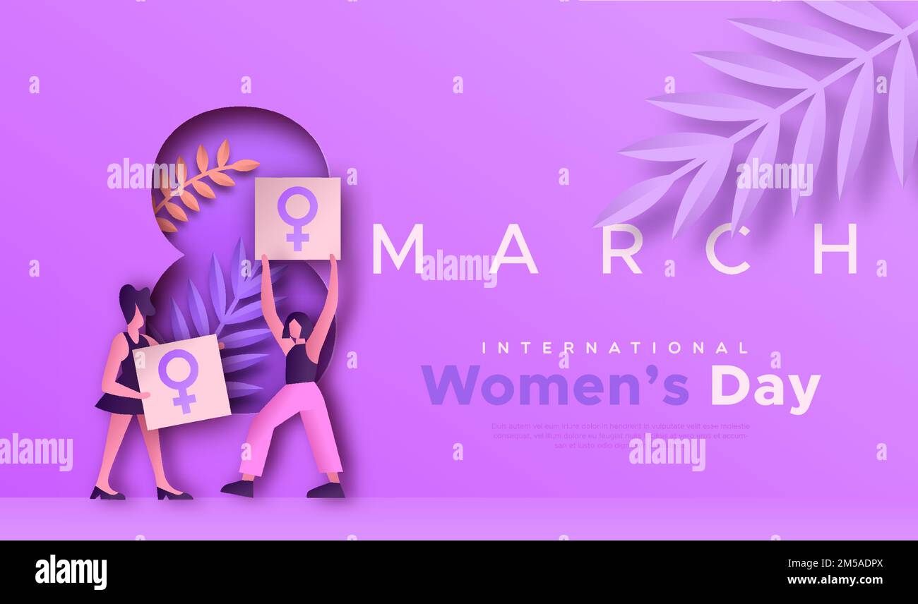 International Women's Day paper cut web template illustration of ...