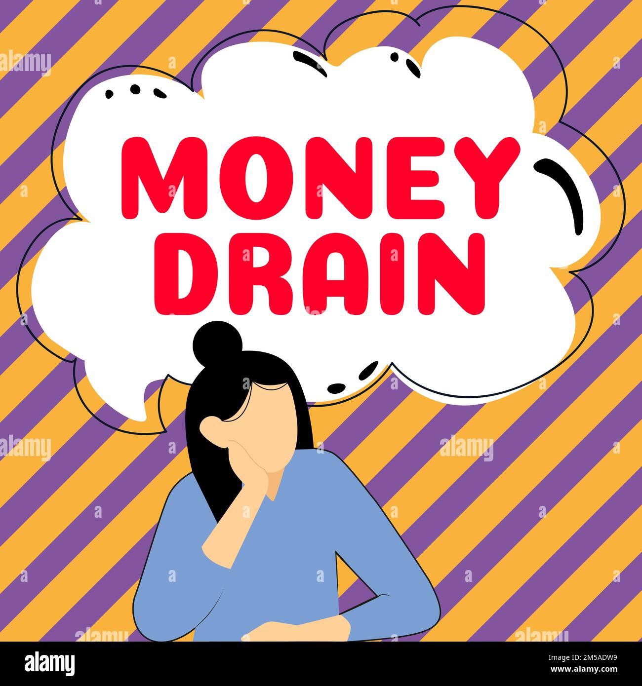 Hand writing sign Money Drain. Conceptual photo To waste or squander ...