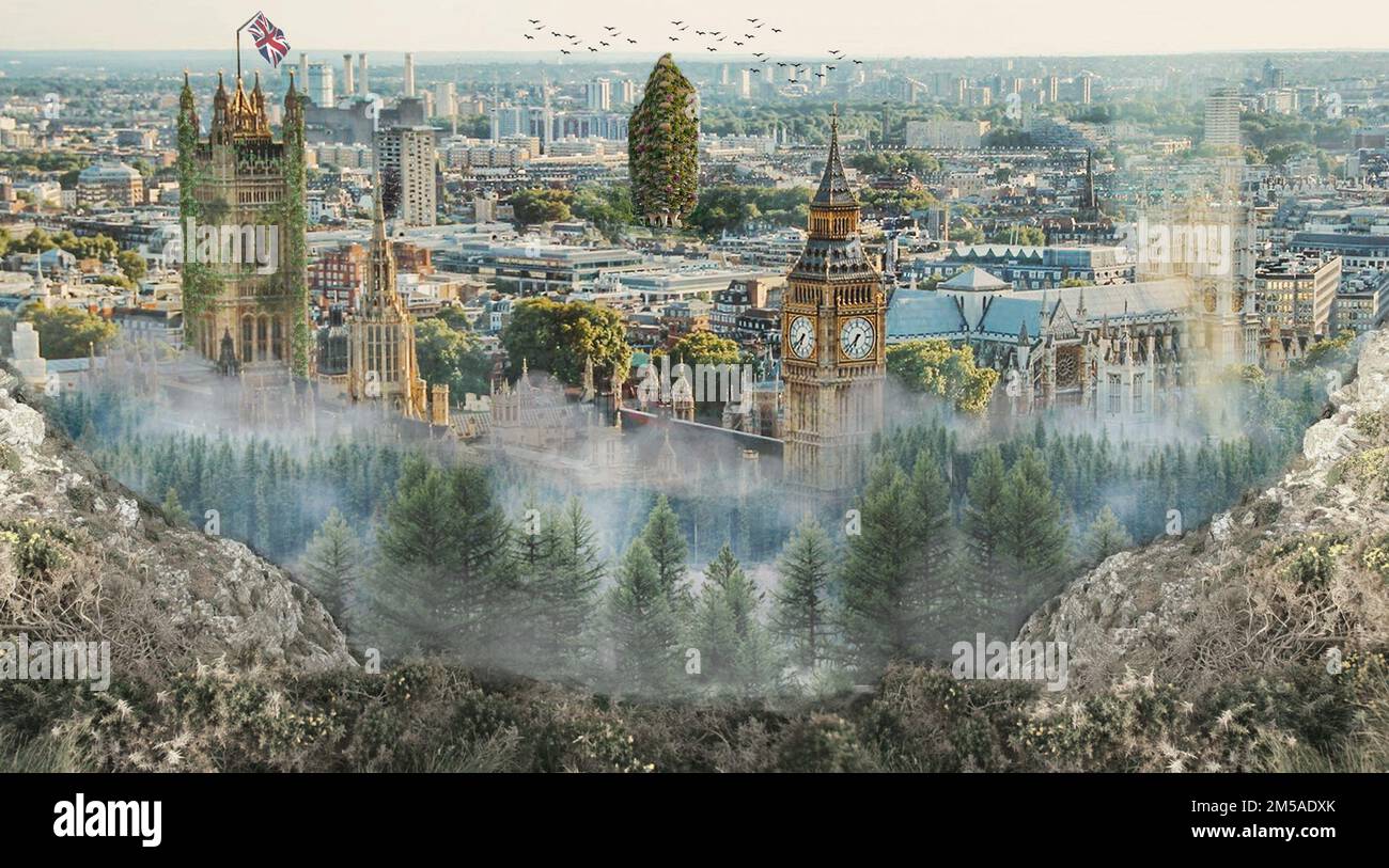 The cityscape of London with the Great Clock of Westminster. England ...