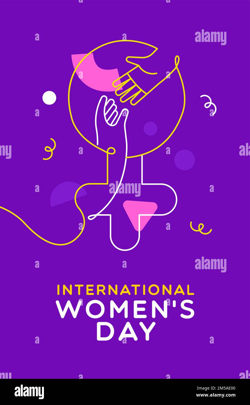 International Women's Day greeting card illustration of woman hands ...