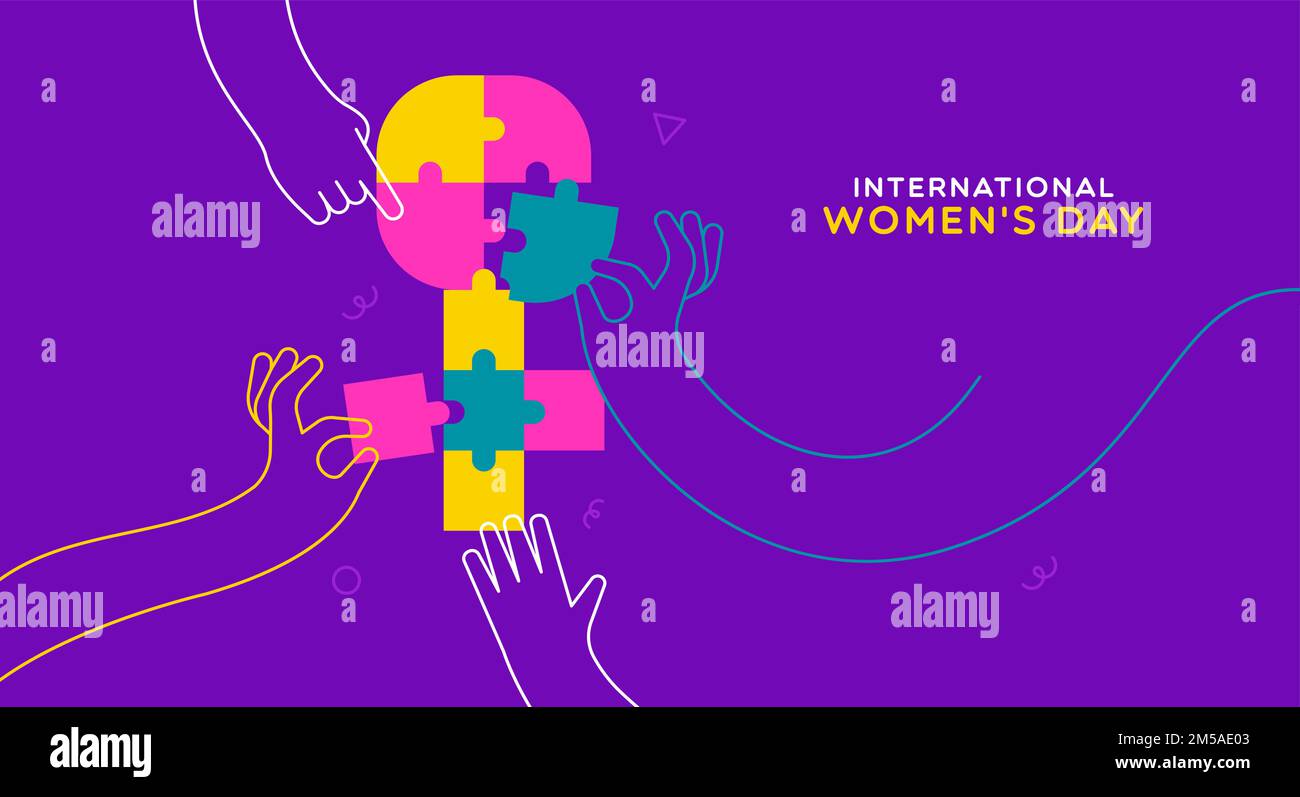 International Women's Day greeting card illustration of woman hands ...