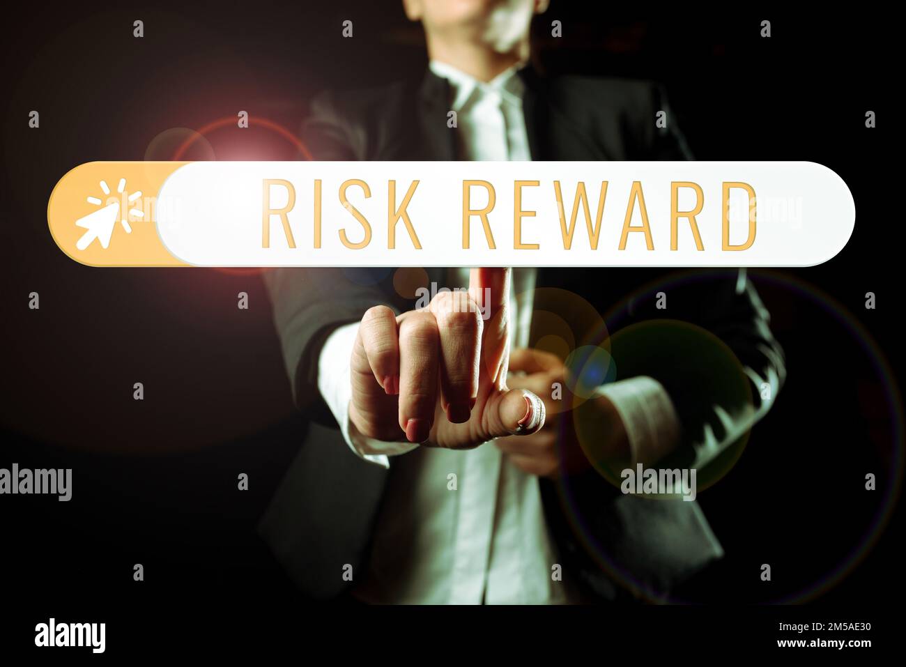 Conceptual caption Risk Reward. Business overview assess the profit ...