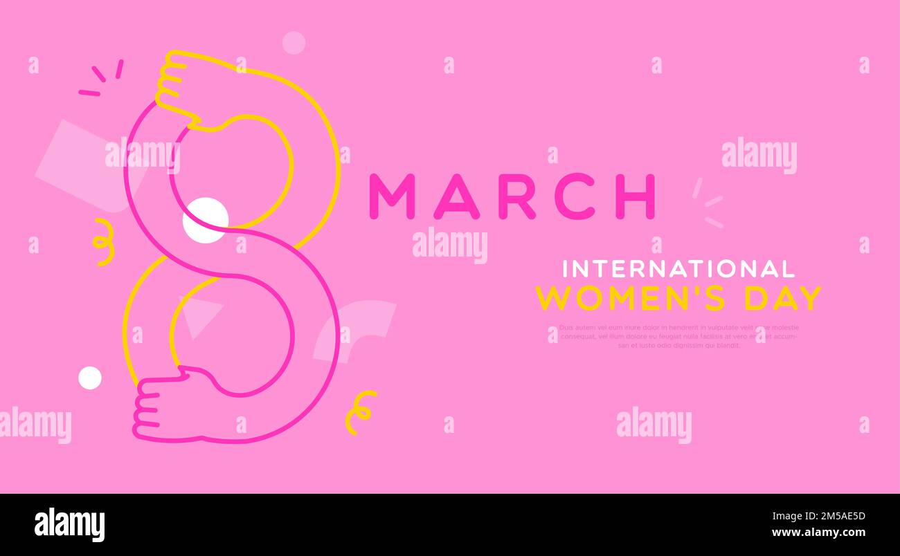 International Women's Day web template illustration. March 8 number ...