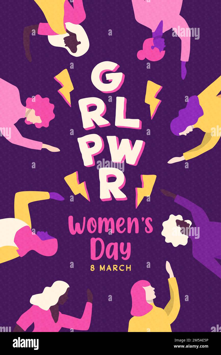 International Women's day greeting card illustration of diverse women ...